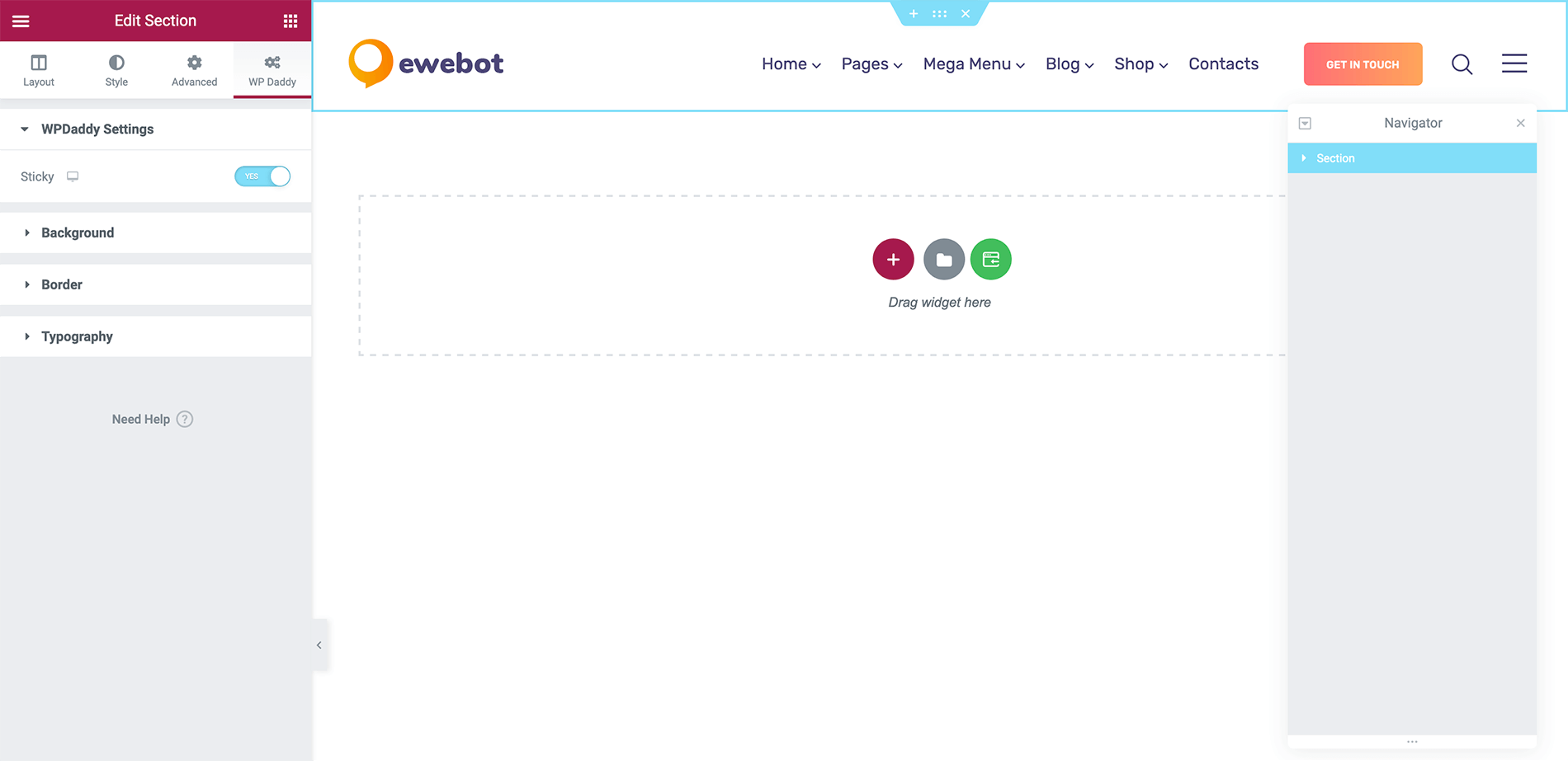 Sticky Header Ewebot WordPress Theme Help Center